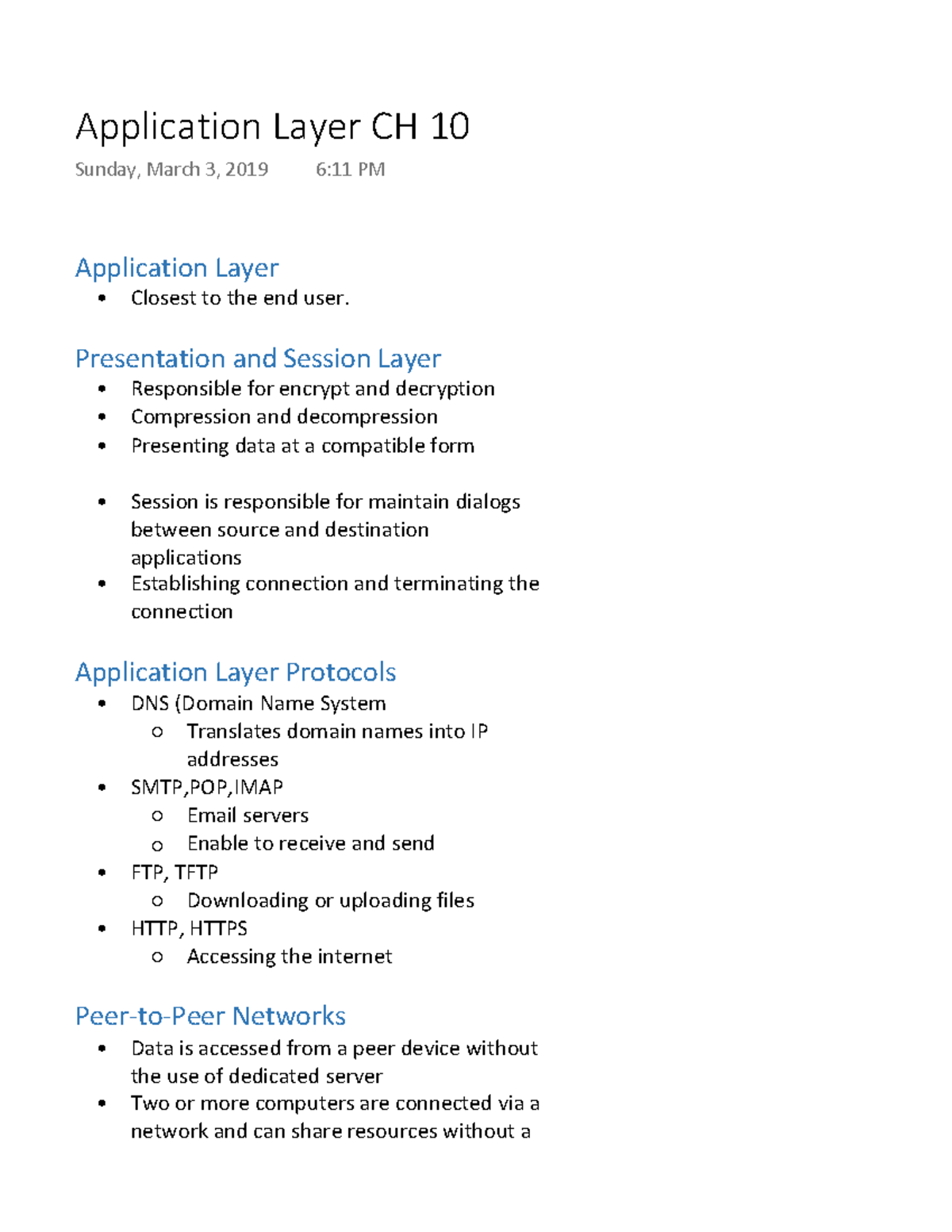 Application Layer CH 10 - Application Layer " Closest to the end user. Presentation and Session ...