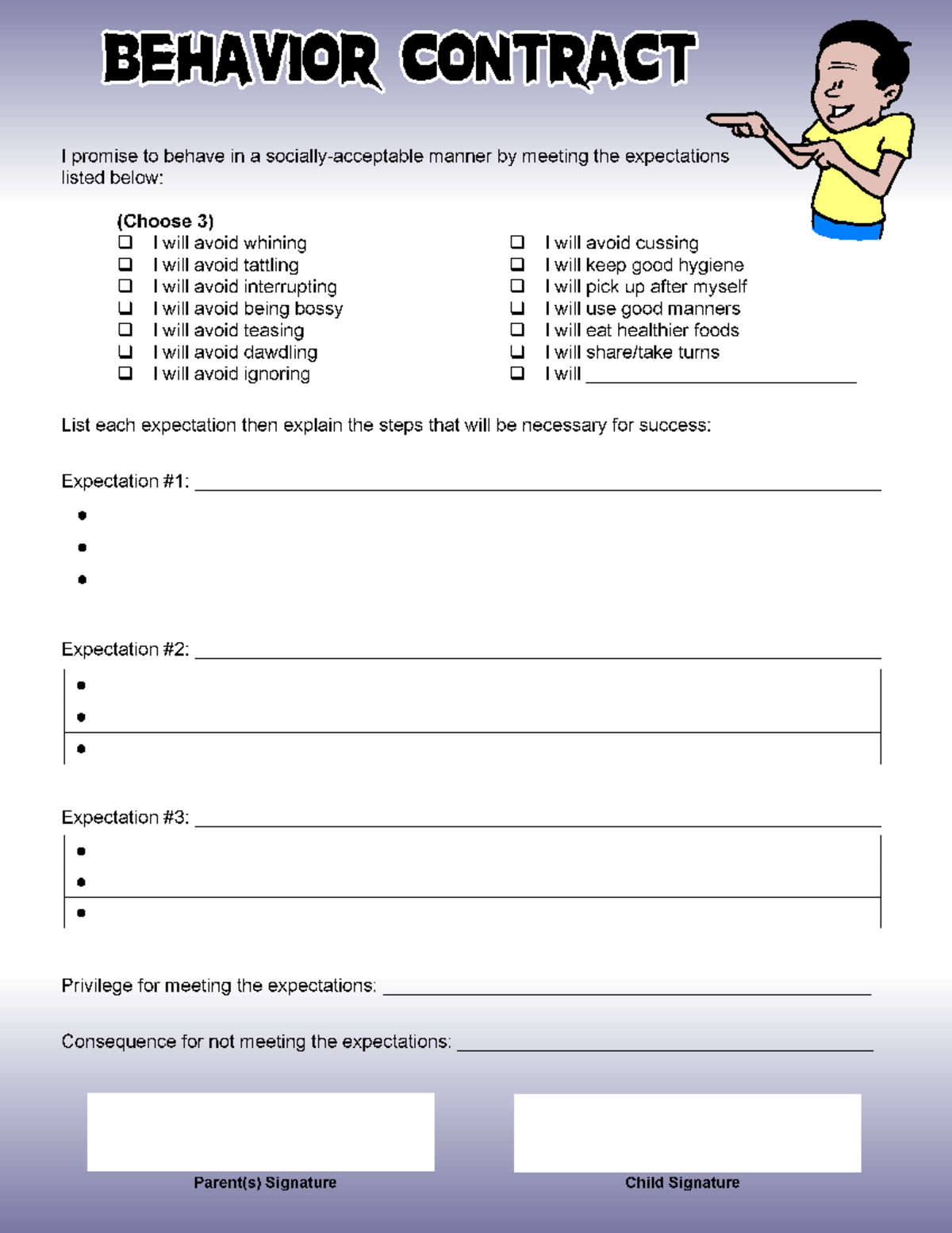 Behavior-Contract 2 - Behaviours and Psychology - BEHAVIOR CONTRACT I ...