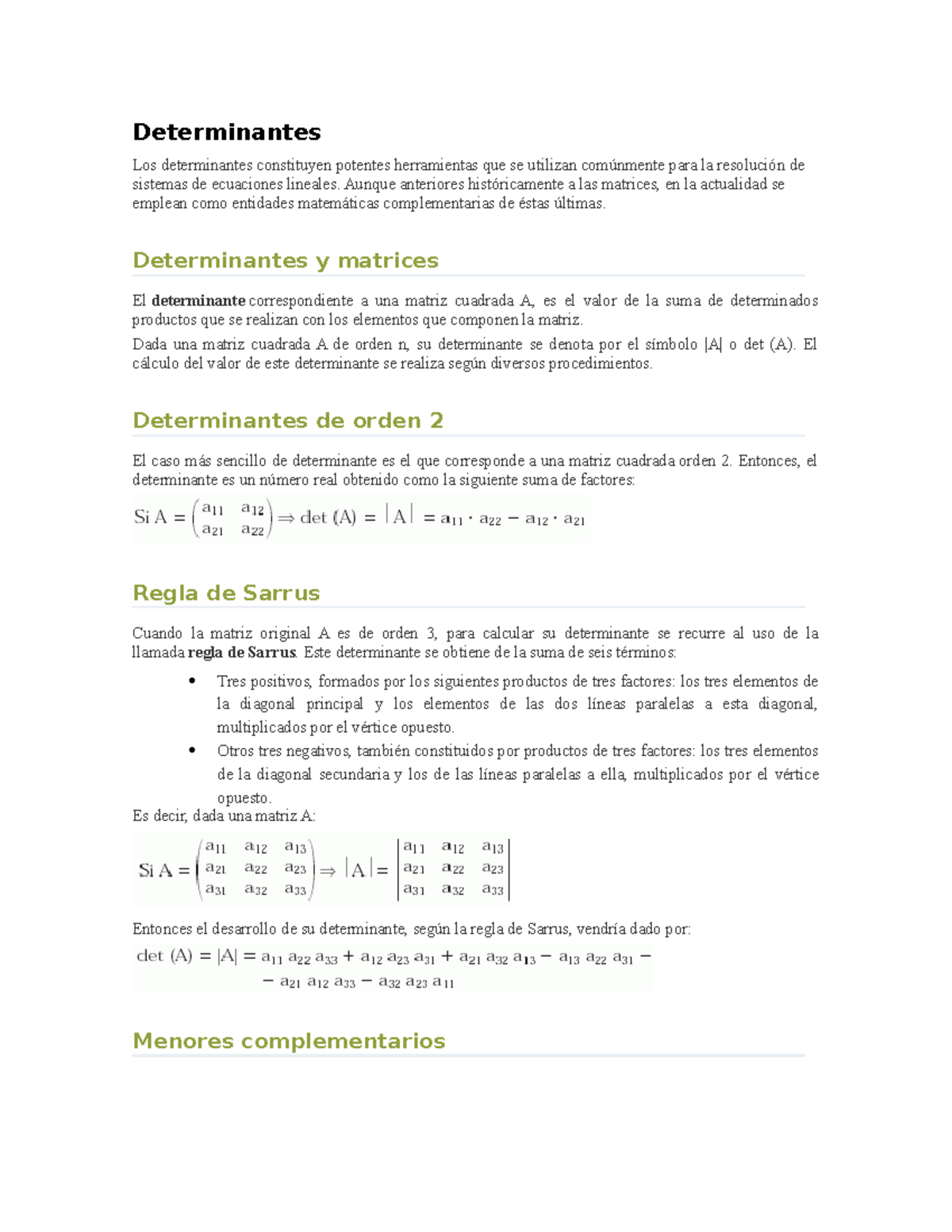 Determinantes R4 U2 - Determinantes Los determinantes constituyen ...