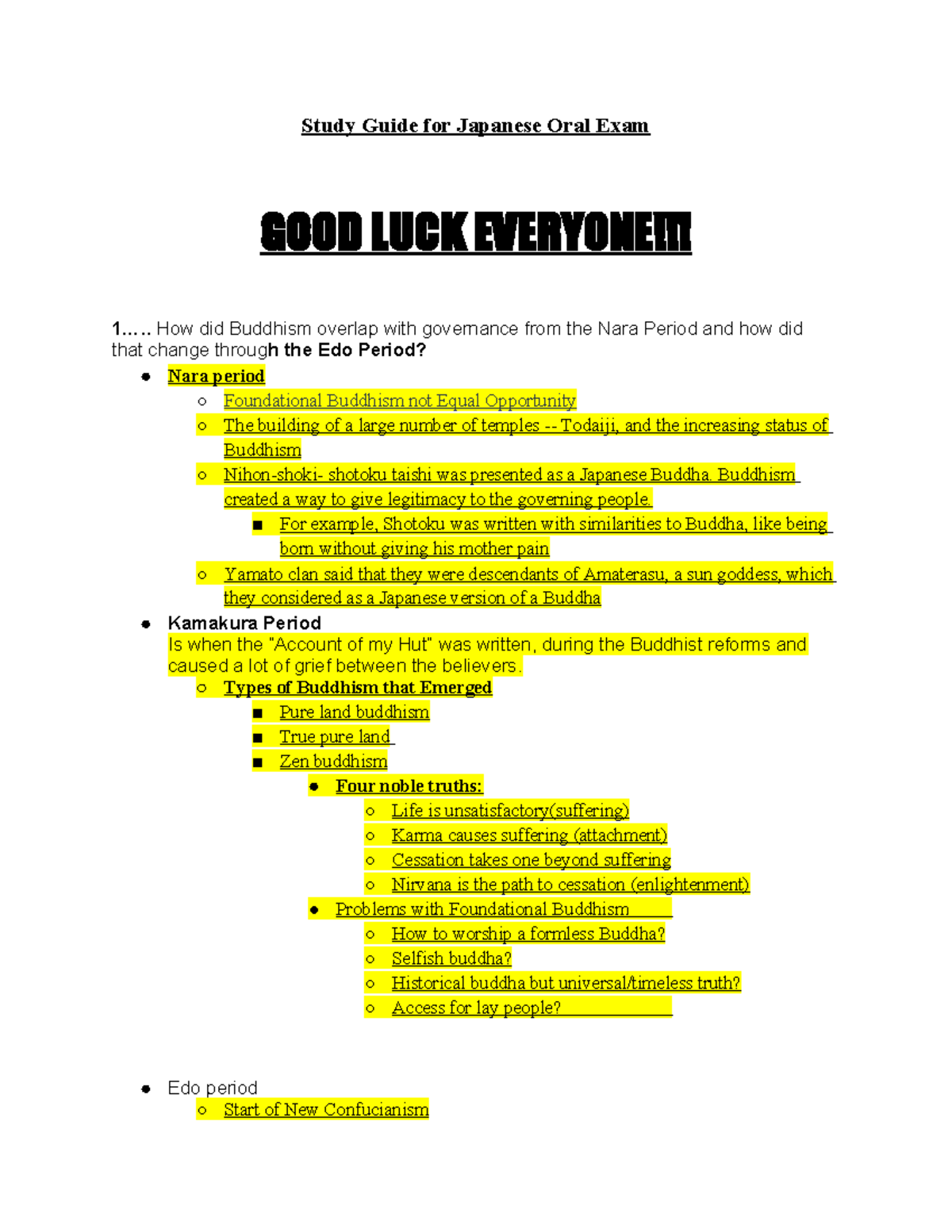 Japanese Oral Exam Study Guide - Study Guide for Japanese Oral Exam ...