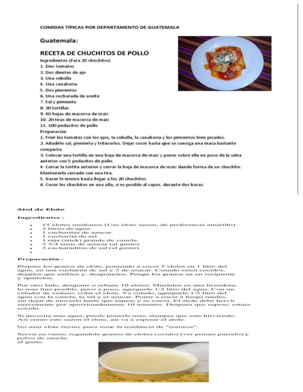 Doc43 - COMIDAS TÍPICAS POR DEPARTAMENTO DE GUATEMALA Guatemala: RECETA ...