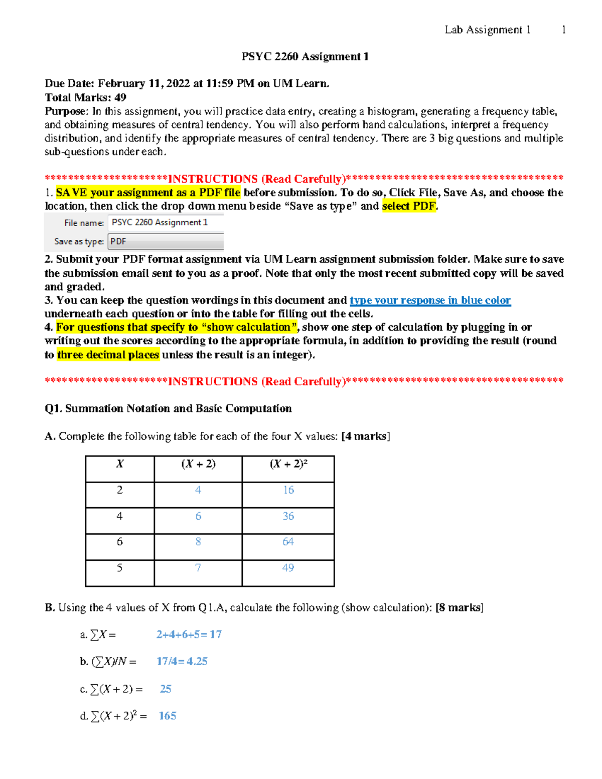 PSYC 2260 Assignment 1 - PSYC 2260 Assignment 1 Due Date: February 11, 2022 at 11:59 PM on UM ...