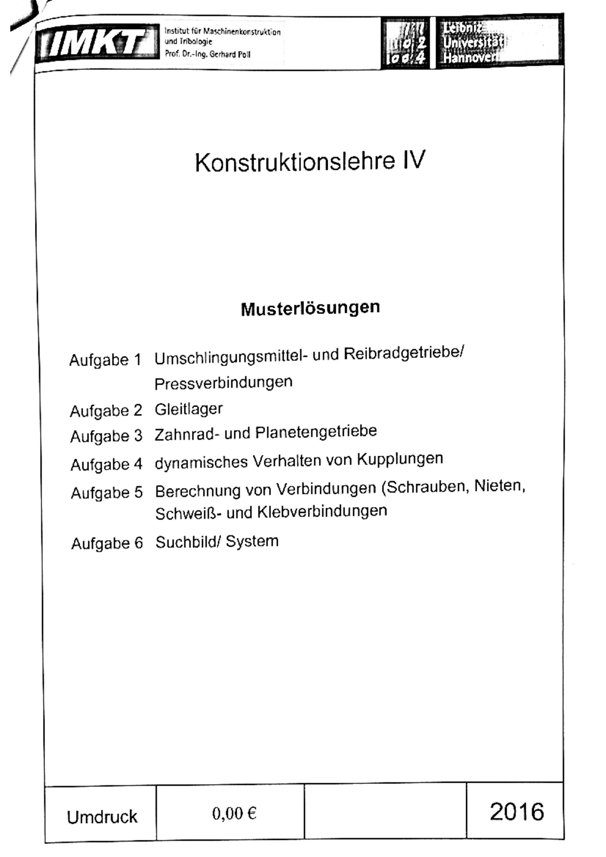 KL4 rotes Heft Lösungen - konstruktionslehre III/Iv - Studocu