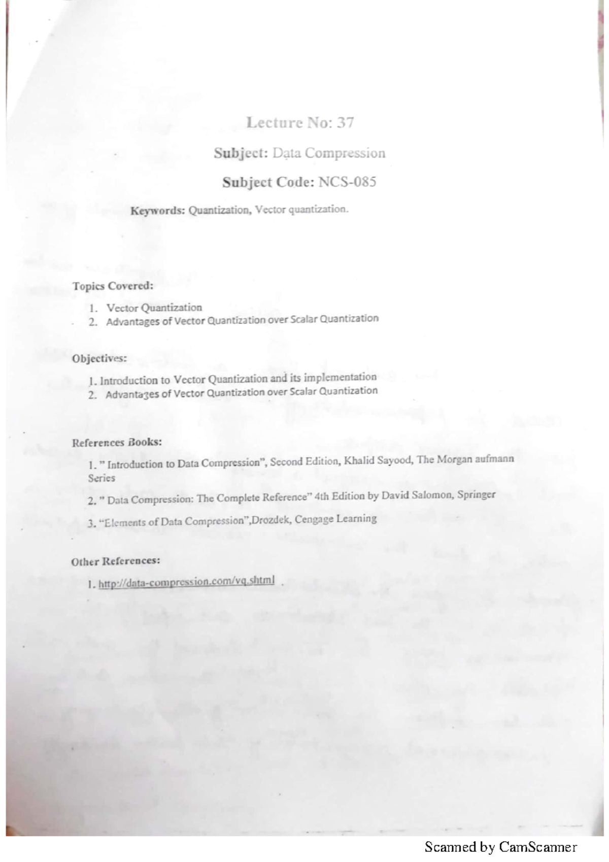 Data Compression unit 5 notes - Studocu