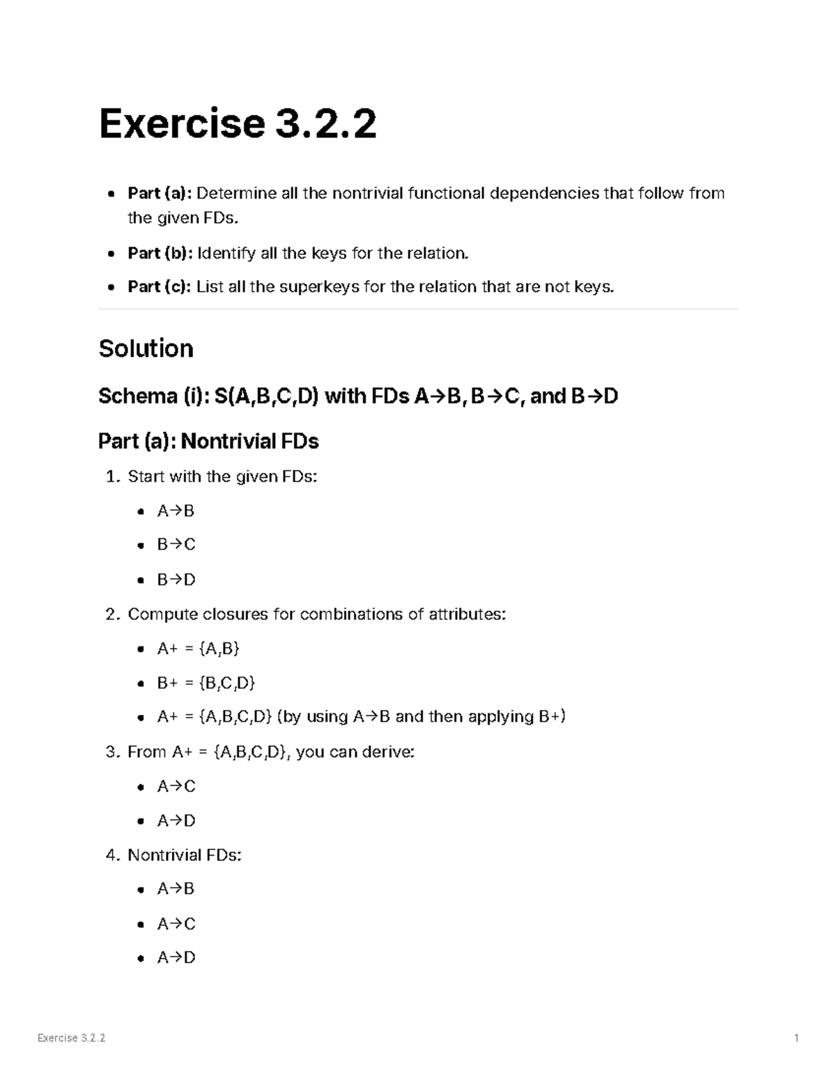 Textbook Exercise 3.2.2 with Solution - Exercise 3. Part (a): Determine all the nontrivial - Studocu