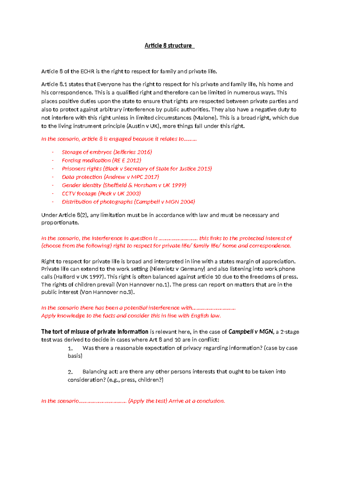 Article 8 structure - Evaluate the view that devolution has been good for Wales and Scotland but ...