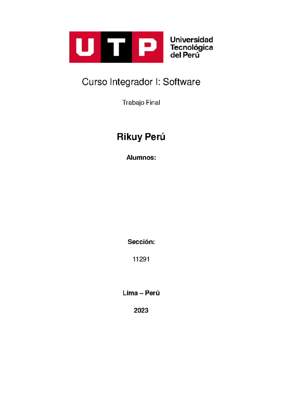 Integrador Proyecto - Curso Integrador I: Software Trabajo Final Rikuy ...