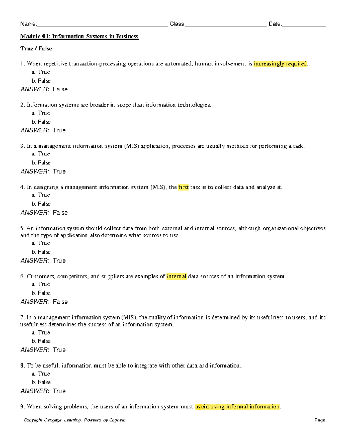 MIS Module 1 TB - Practice - Module 01: Information Systems in Business ...