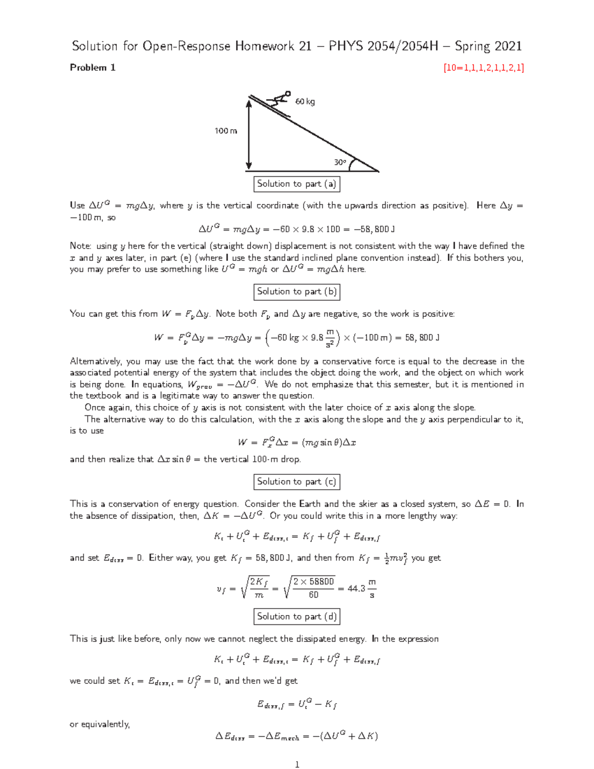 Orhw21-sln - H I - Solution for Open-Response Homework 21 – PHYS 2054 ...