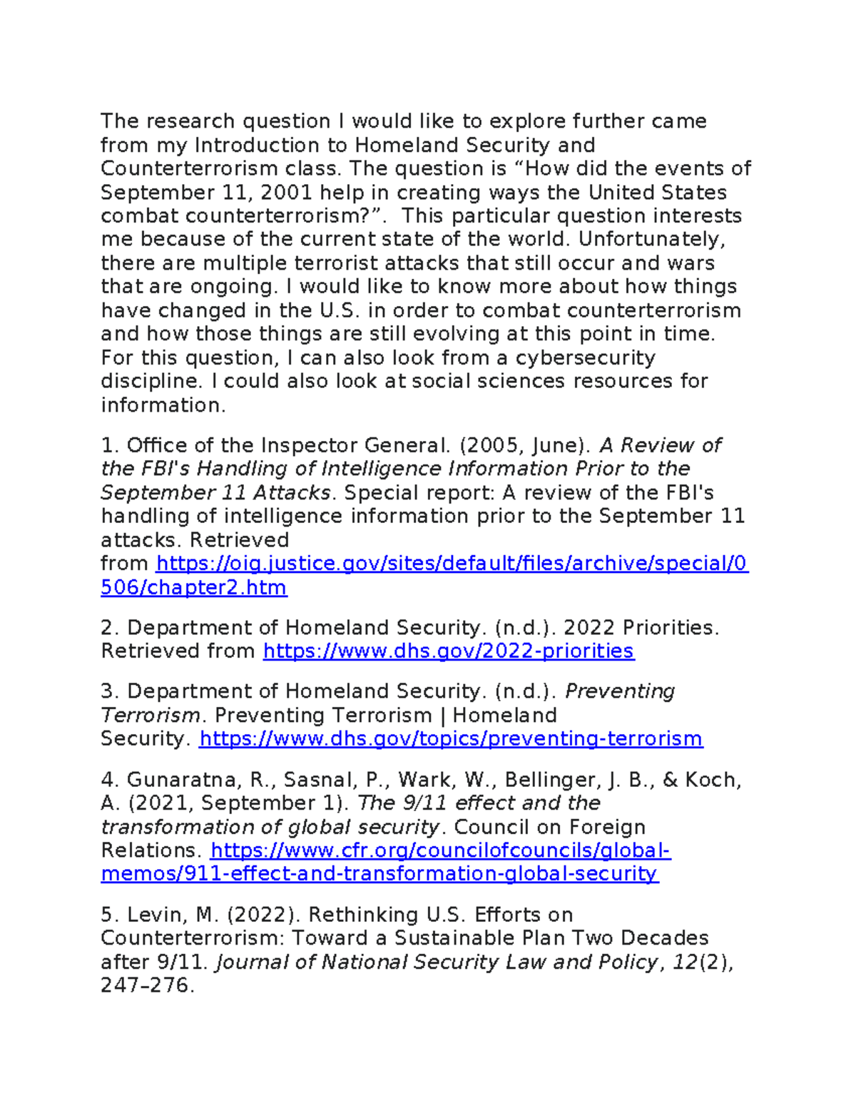 Research info - Coursework for CJ 485 - The research question I would ...