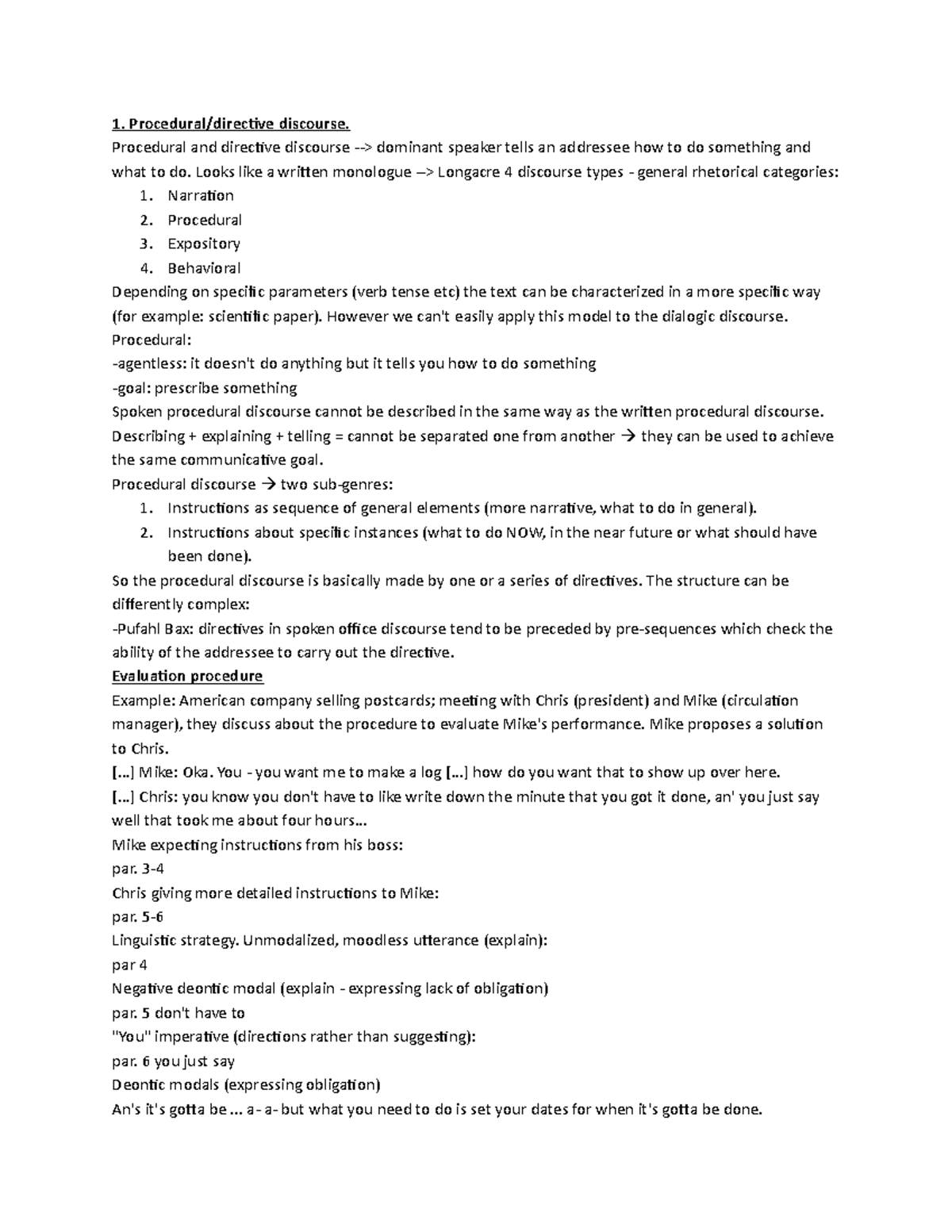 Appunti - Lingua Inglese 3 - Procedural discourse - Prof Cucchi ...