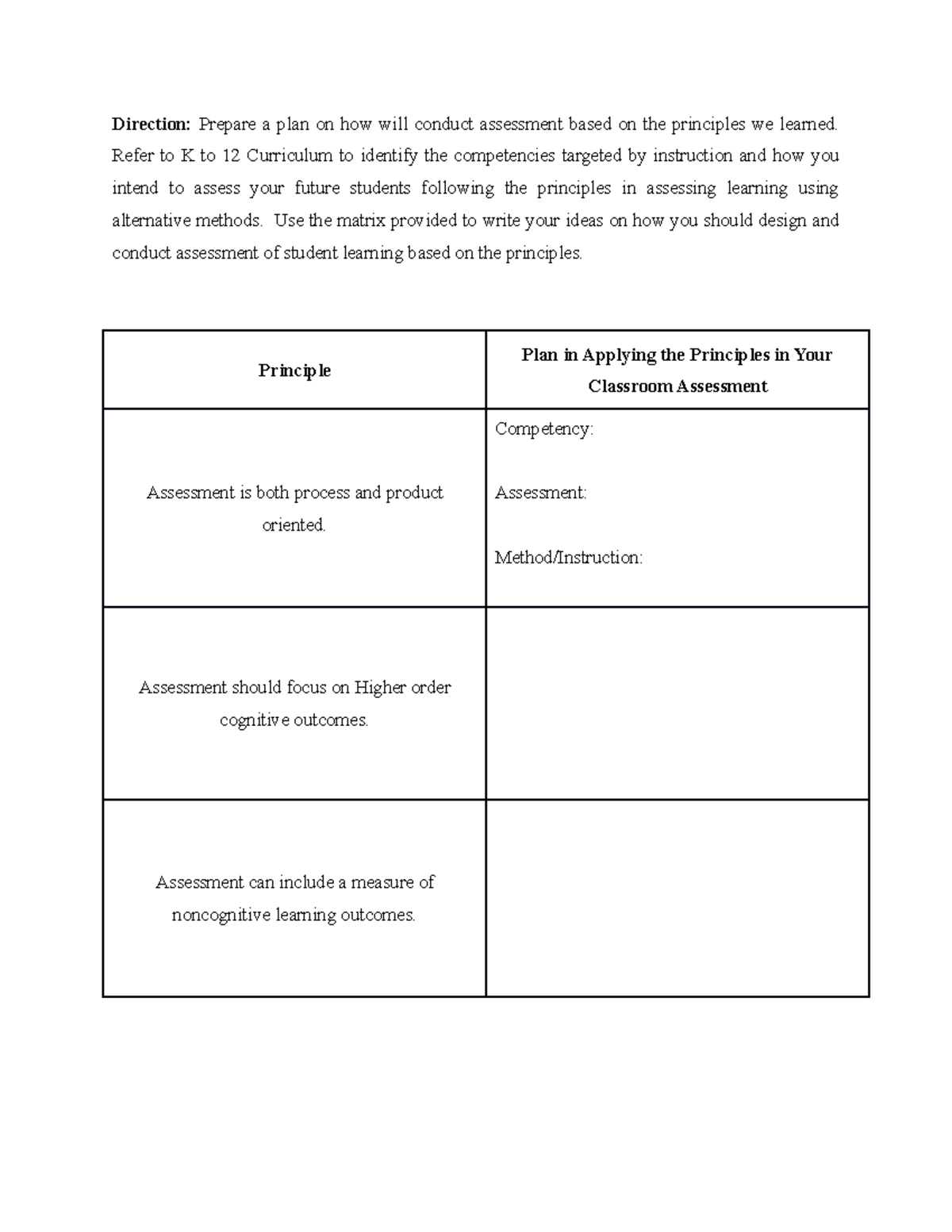EDUC. 6 Assignment Principles of Authentic Assessment - Direction ...