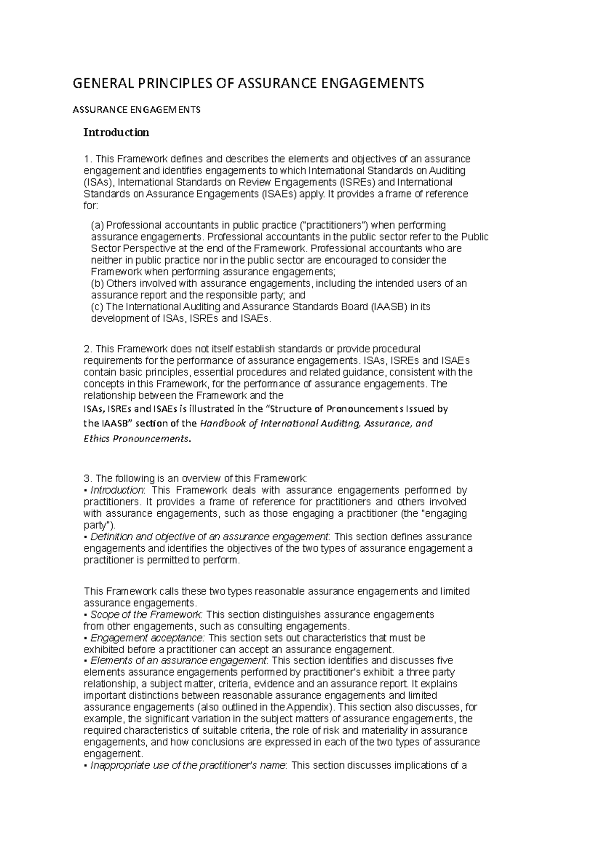 AUE2601 Study Notes Summary - GENERAL PRINCIPLES OF ASSURANCE ...