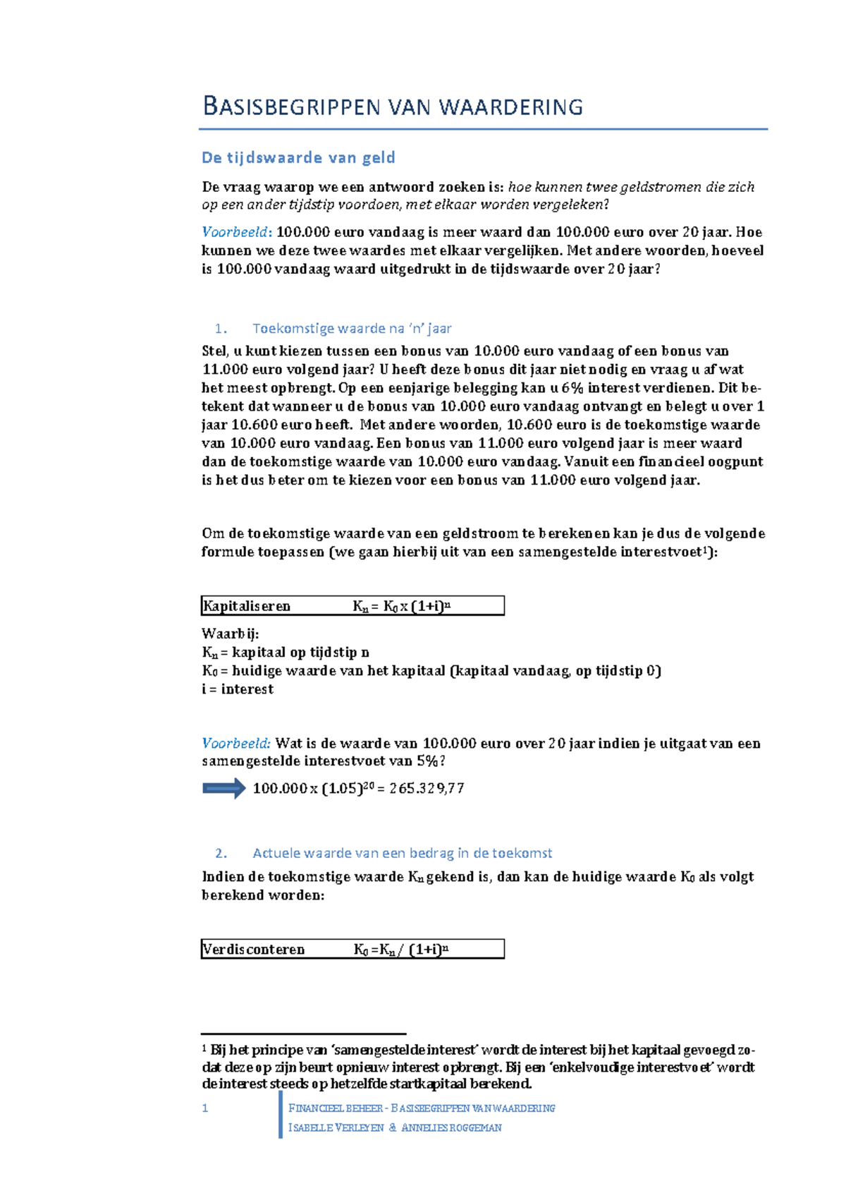 Basisbegrippenwaardering - BASISBEGRIPPEN VAN WAARDERING De tijdswaarde ...