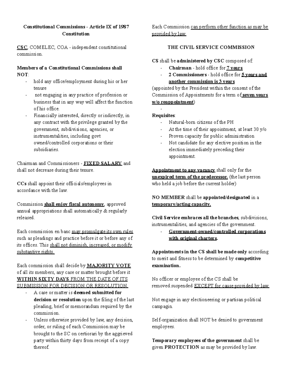 Article IX Consti LAW - Constitutional Commissions - Article IX of 1987 ...