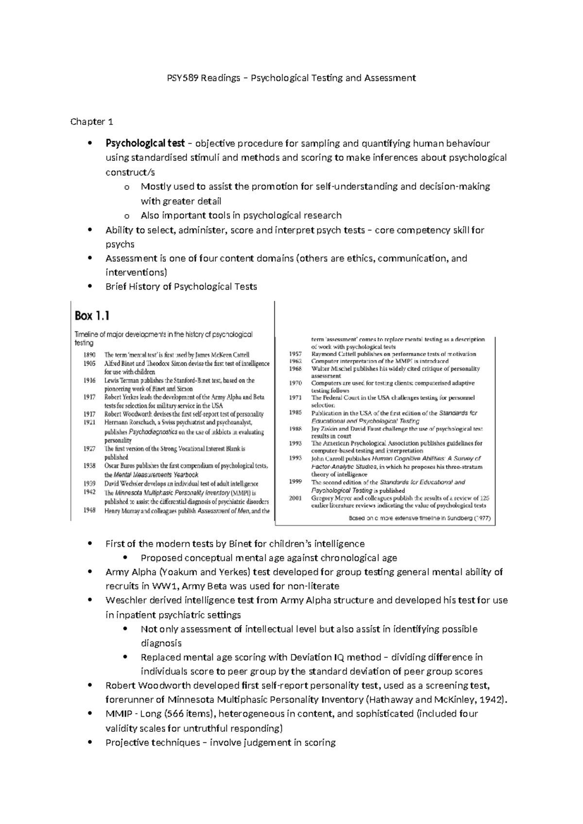 PSY598 Readings – Psychological Testing and Assessment - PSY589 ...