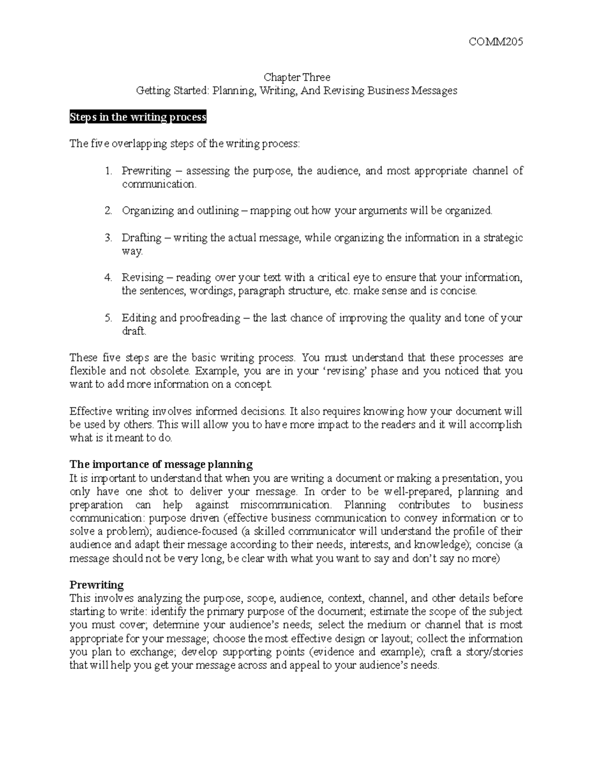 Chapter Three - Getting Started: Planning, Writing, And Revising Business MessagesGetting ...