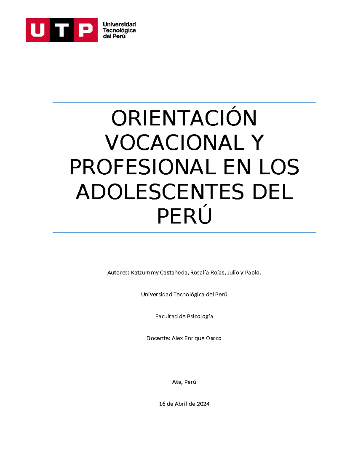 TA1 Psico del desarrollo 2 - Diagnóstico educacional y vocacional - ORIENTACIÓN VOCACIONAL Y ...