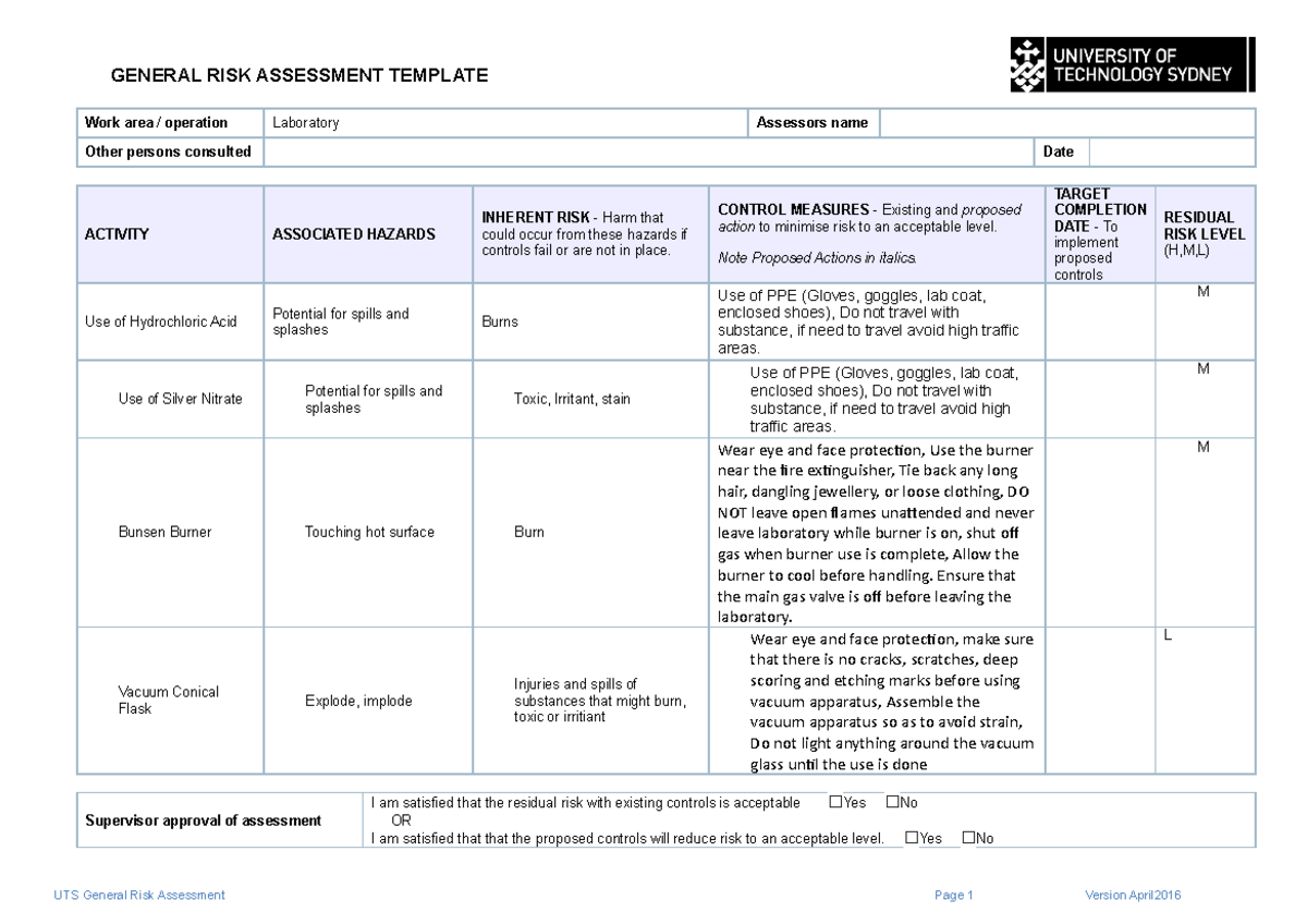 Risk Assessment - GENERAL RISK ASSESSMENT TEMPLATE Work area ...