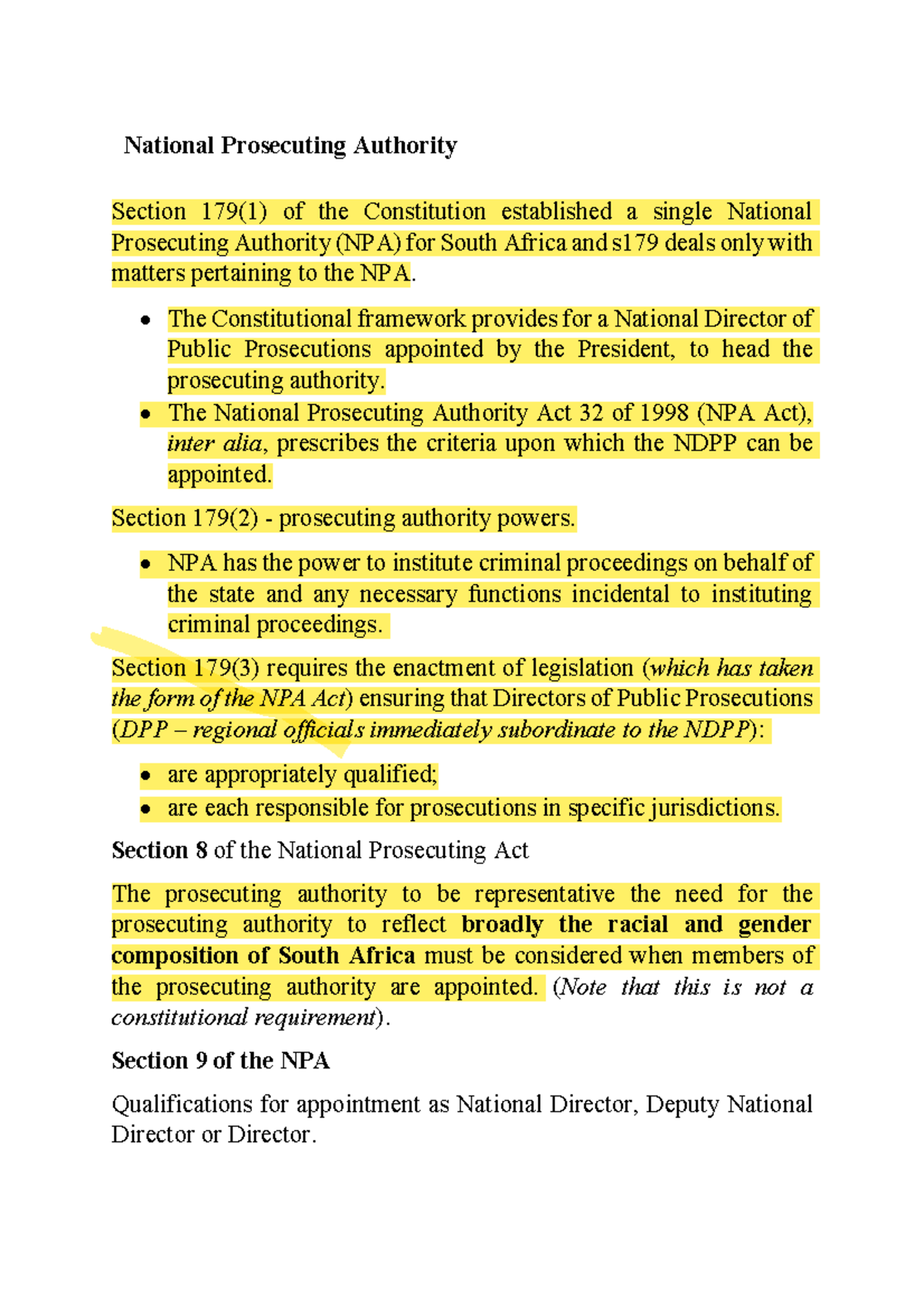 NPA Notes - NPA - National Prosecuting Authority Section 179(1) of the ...