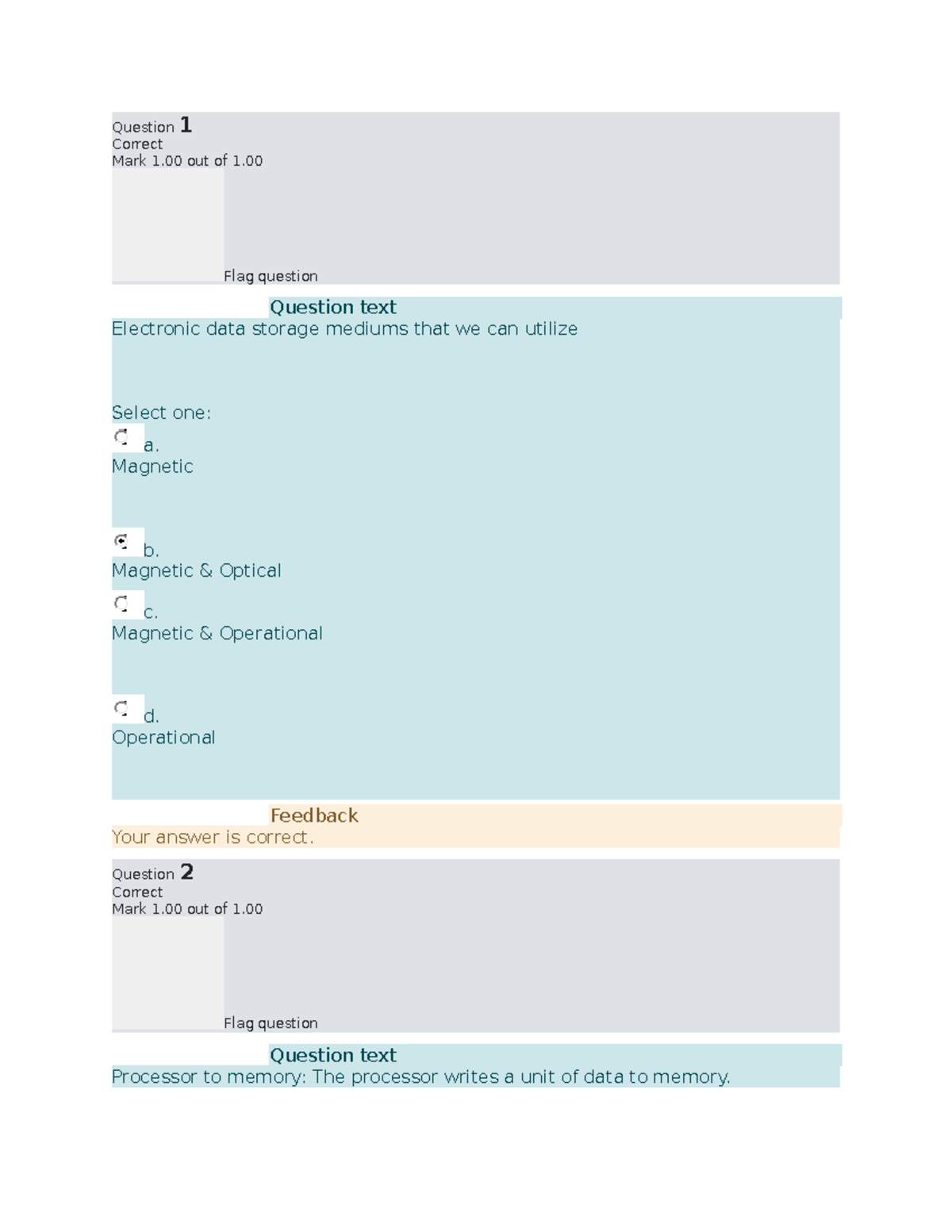 Midterm Lab Quiz 2 Computer Architecture and Organization - Question 1 Correct Mark 1 out of 1 ...