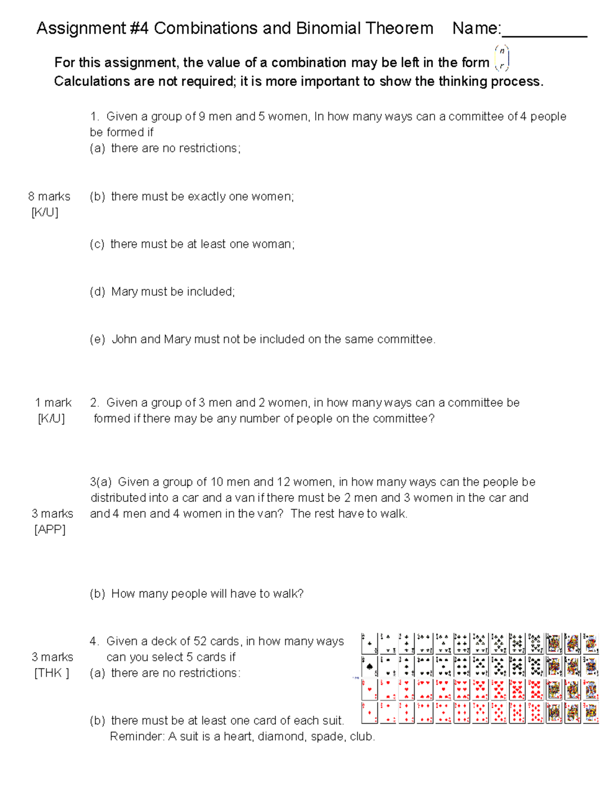 Assignment #4 - Combinations and binomial theorem - Given a group of 9 ...