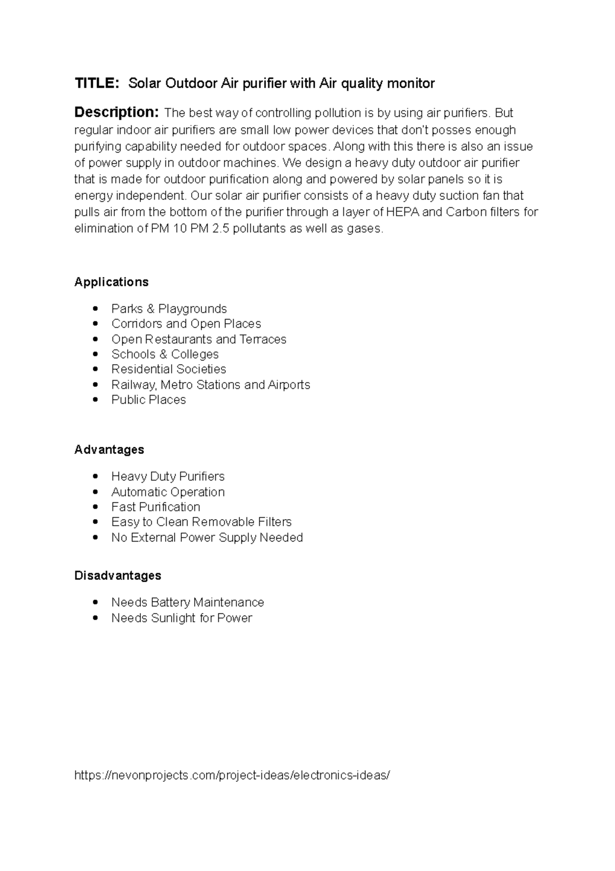 Title - Lecture notes -= - TITLE: Solar Outdoor Air purifier with Air ...