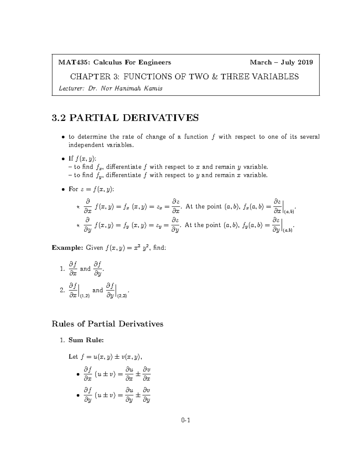 Mat43 5 Notes Chapter 3 Mat435 Calculus For Engineers March July 2019 Chapter 3 Functions