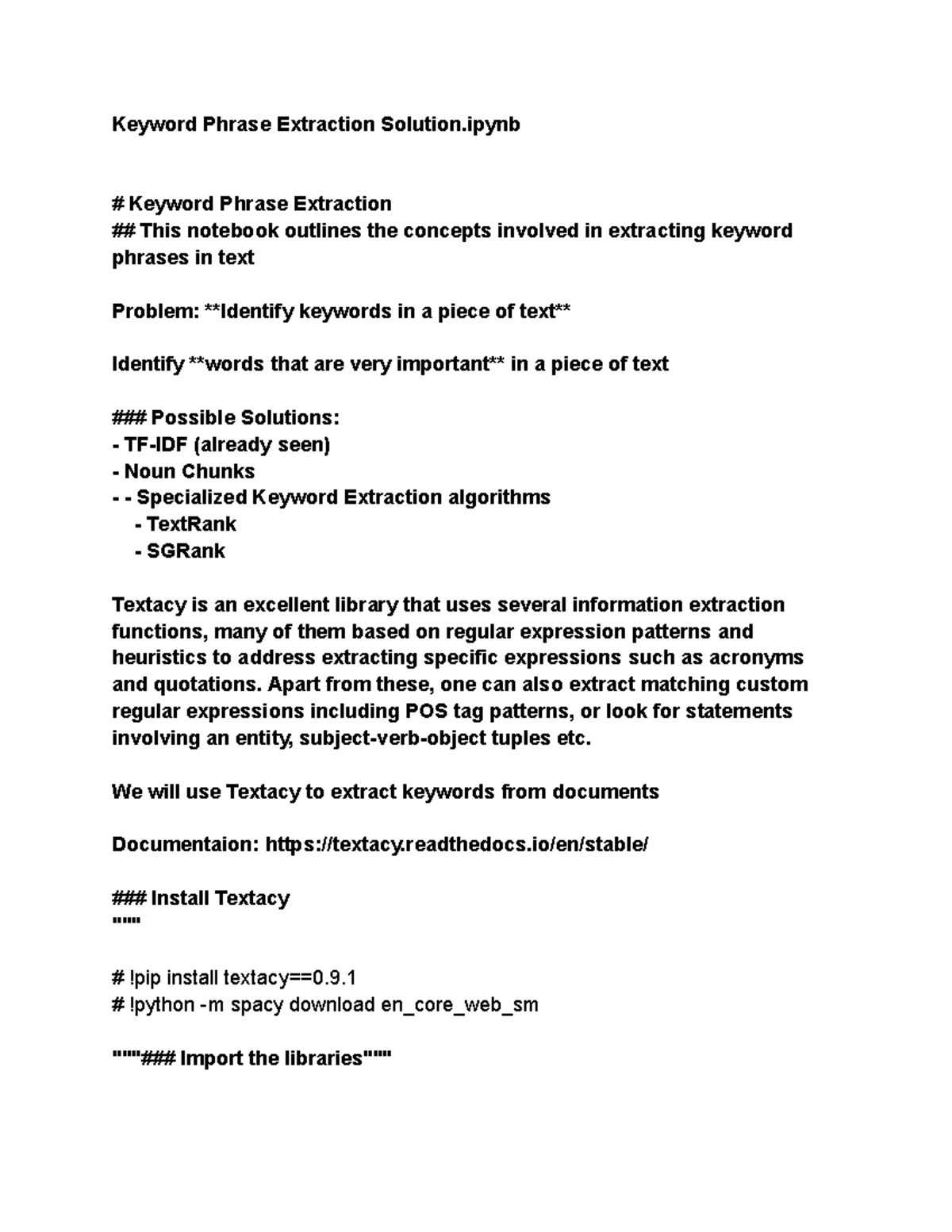 Keyword Phrase Extraction Solution Keyword Phrase Extraction Solution