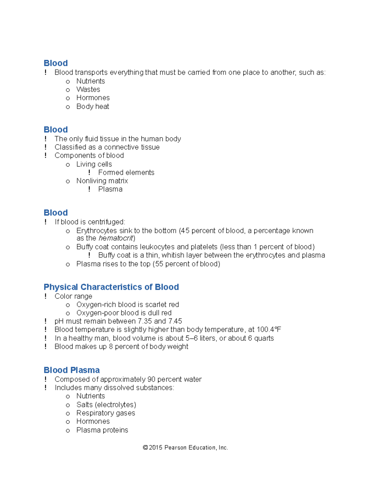 Blood lecture - Notes - Blood ! Blood transports everything that must ...