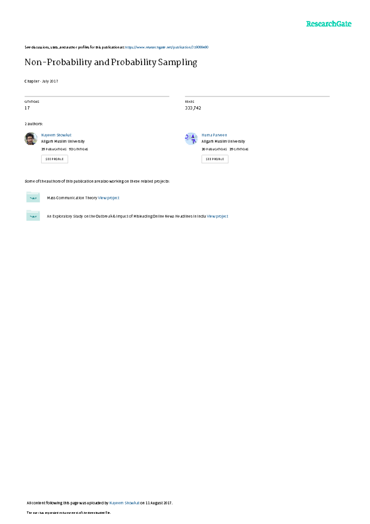 Non-probability and probabilitysampling in applied statistics with ...