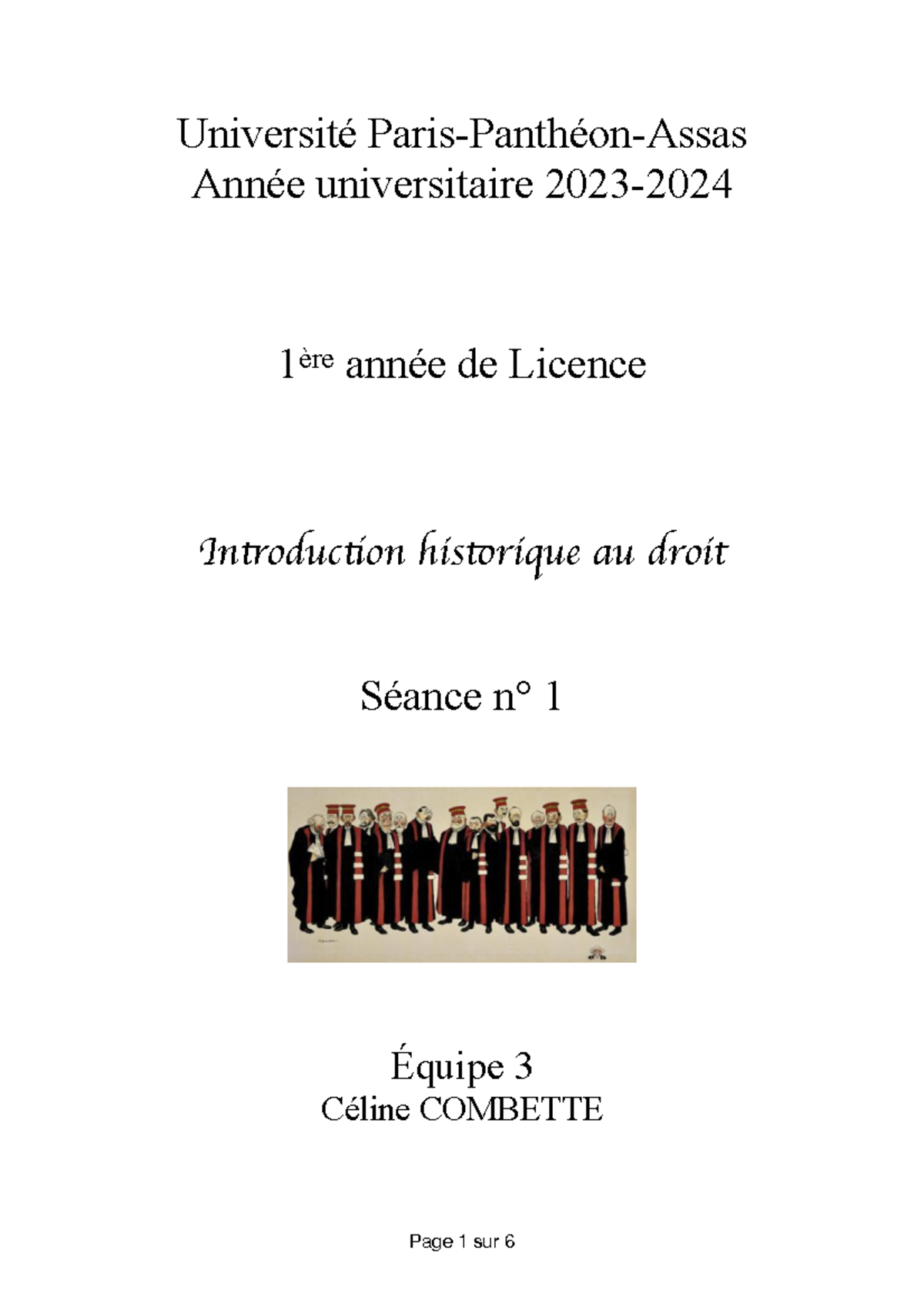 Fiche TD Introduction historique au droit Fiche 1 2023 - Université Paris-Panthéon-Assas Année ...