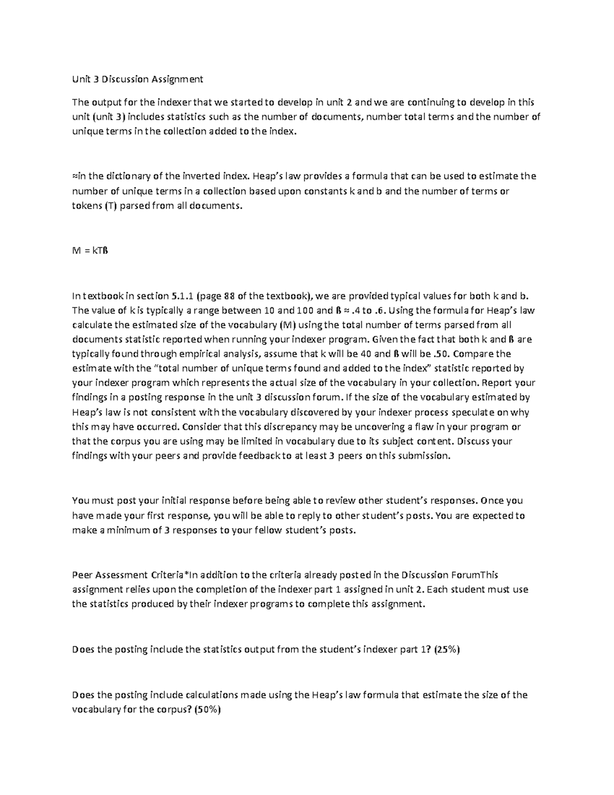 Unit 3 Discussion Assignment Ir Unit 3 Discussion Assignment The Output For The Indexer That