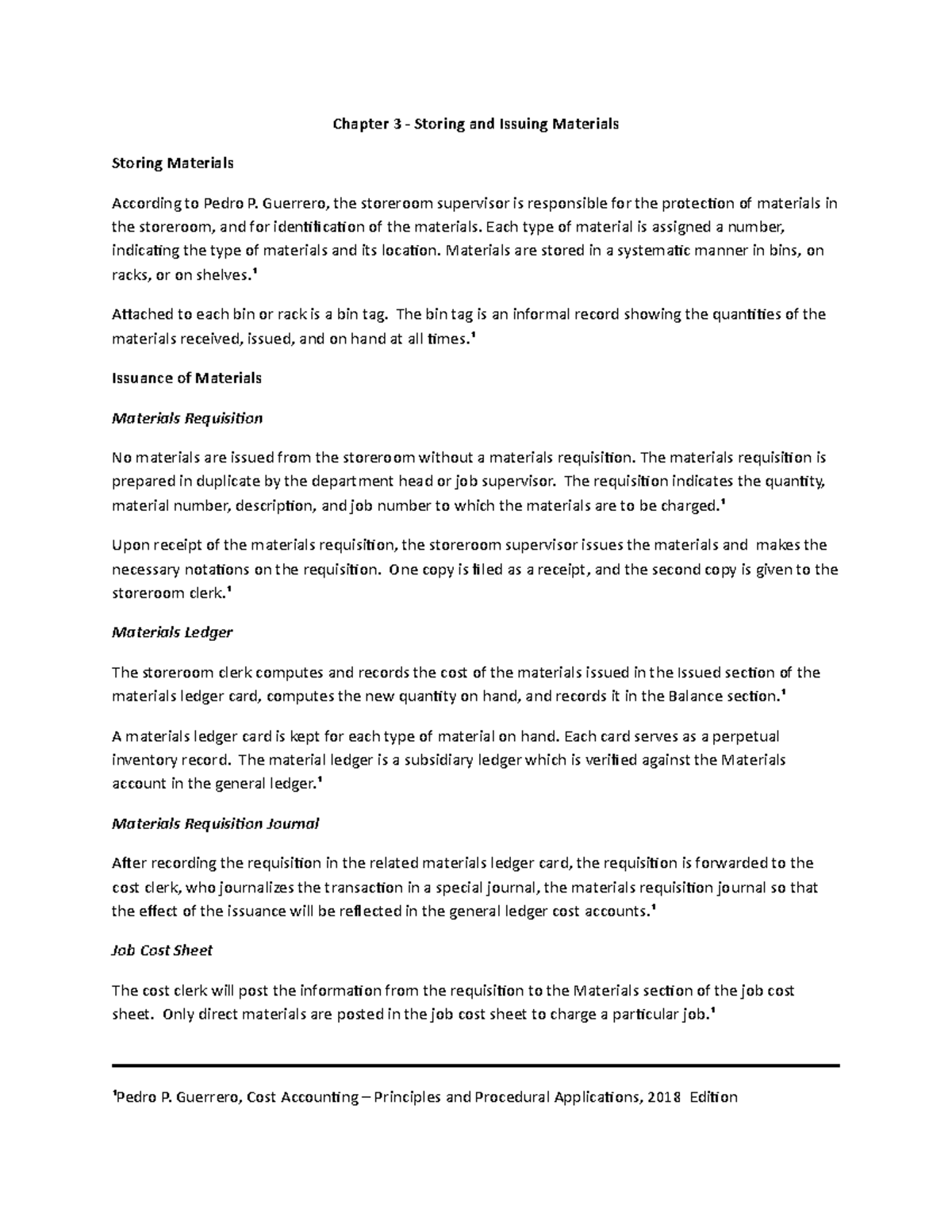 Chapter 3 - Storing and Issuing Materials 3 - Chapter 3 - Storing and ...