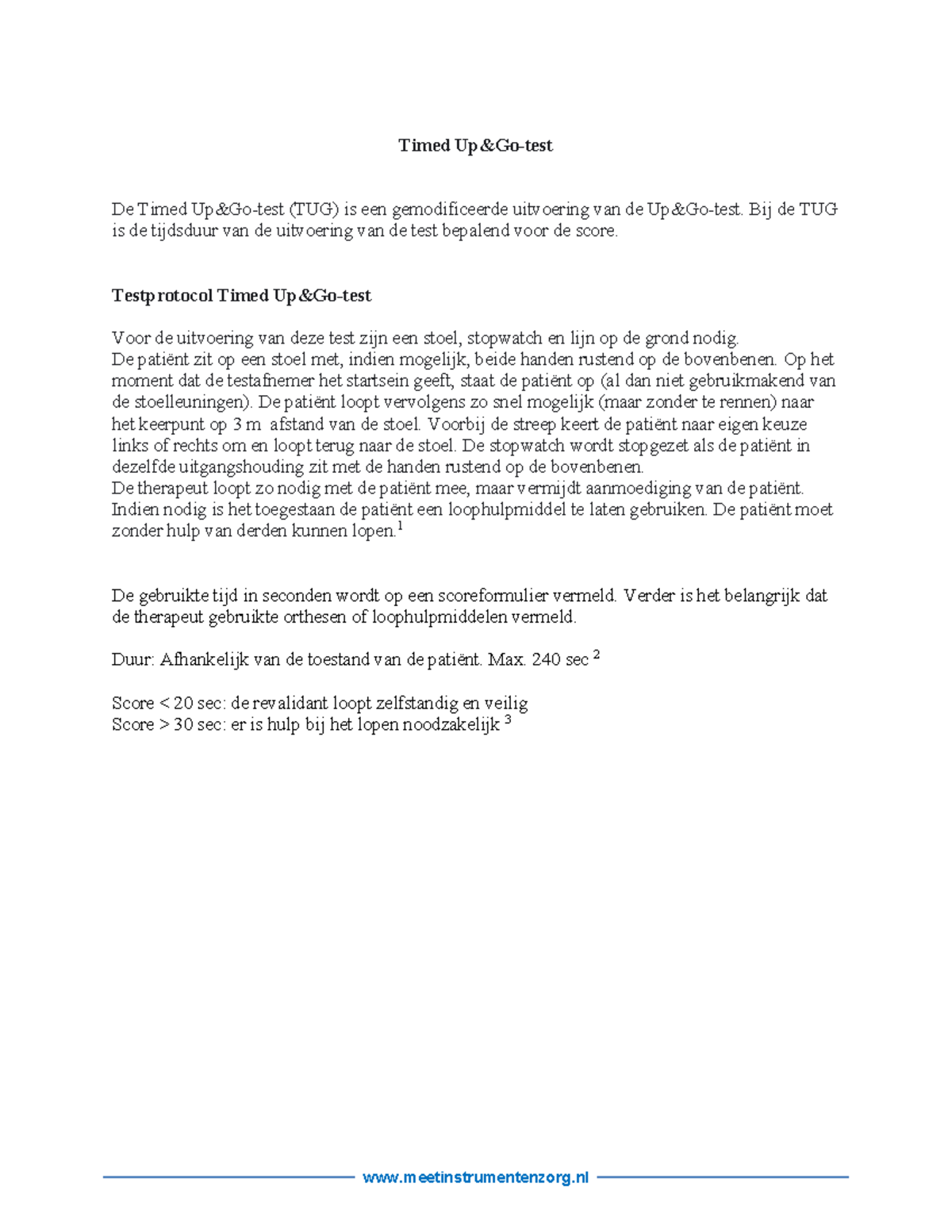 4. TUG meetinstr - lege test - meetinstrumentenzorg Timed Up&Go-test De ...