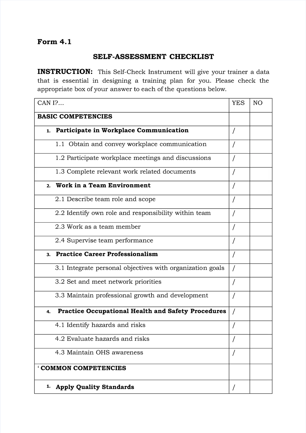 Pdf-form-41-self-assessment-checklist compress - Form 4 4. SELF ...