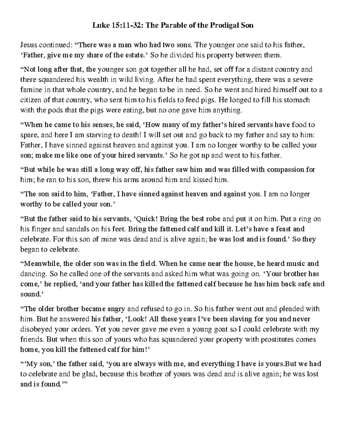 The+Parable+of+the+Prodigal+Son - Luke 15:11-32: The Parable of the ...