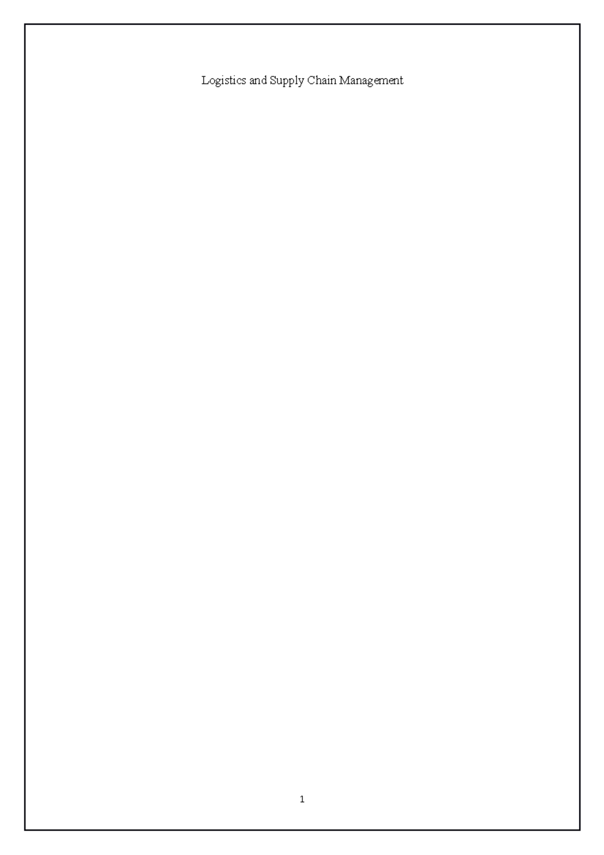 Logistics and Supply Chain Management - - Studocu