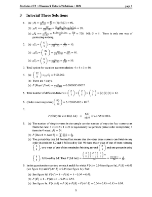 Tutorials 2 PRACTICE QuestionS - Statistics 1C2 : Tutorial Questions ...