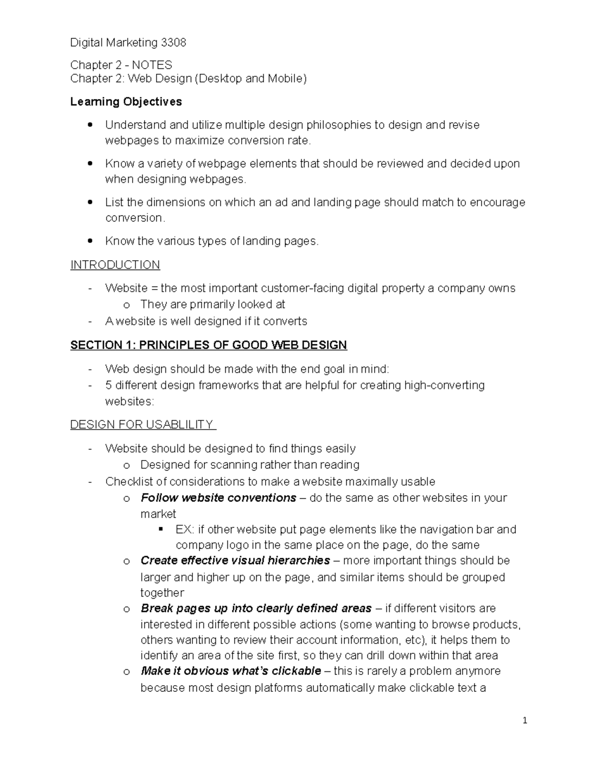 MKT 3308 Chapter 2 - Notes - Digital Marketing 3308 Chapter 2 NOTES ...