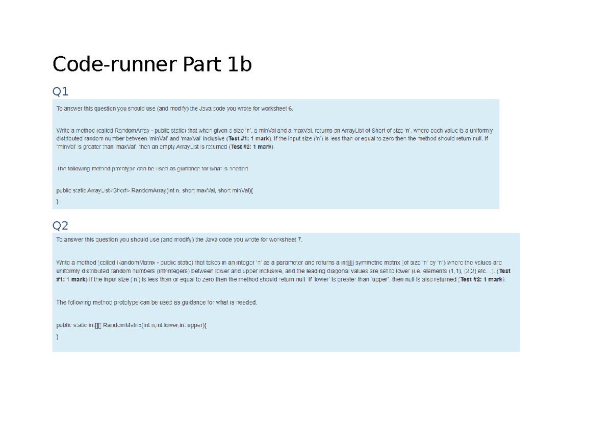 Coderunner 1b - CS2004 - Brunel University - Studocu