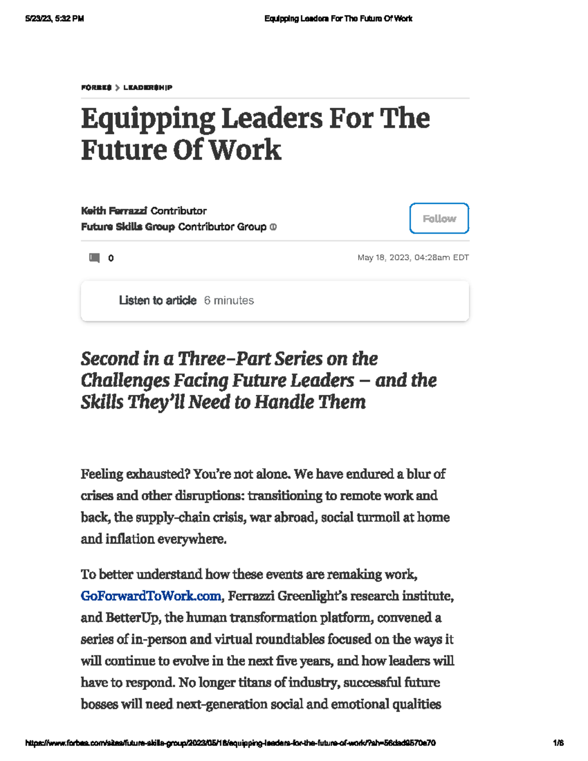 Equipping leaders for the future of work (Forbes, 2023) - 5:32 PM ...