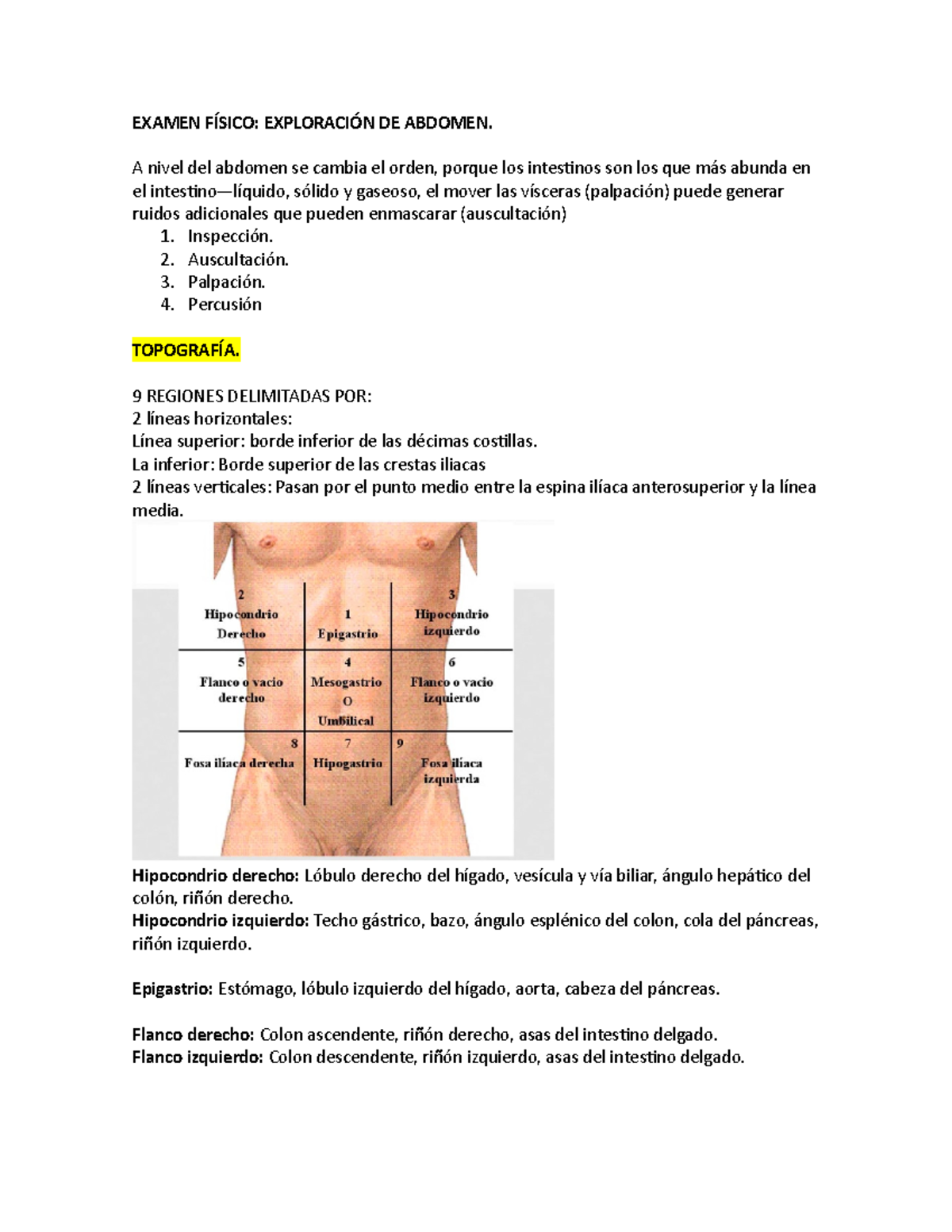 Examen Físico De Abdomen Examen Físico Exploración De Abdomen A