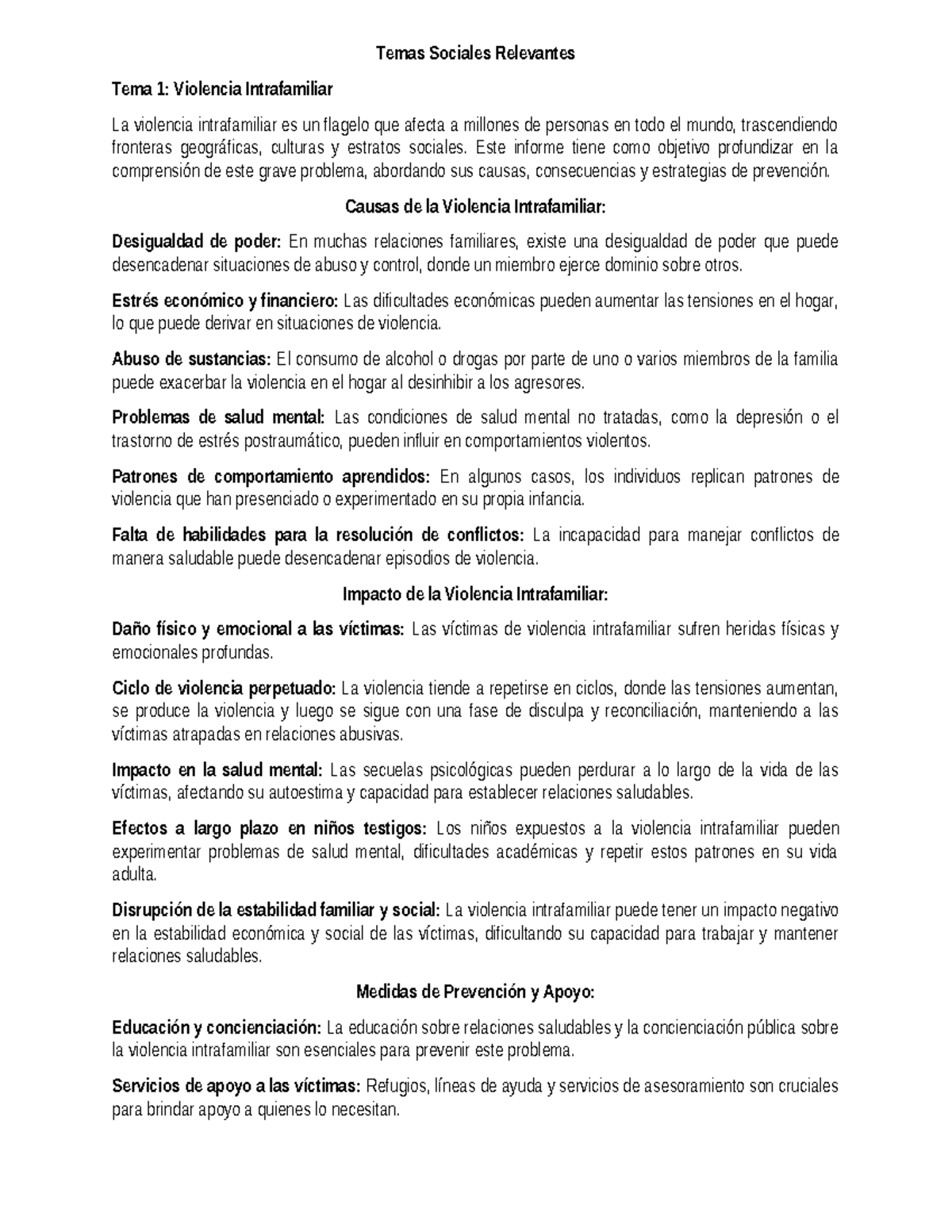 Temas Sociales Relevantes - Este informe tiene como objetivo ...