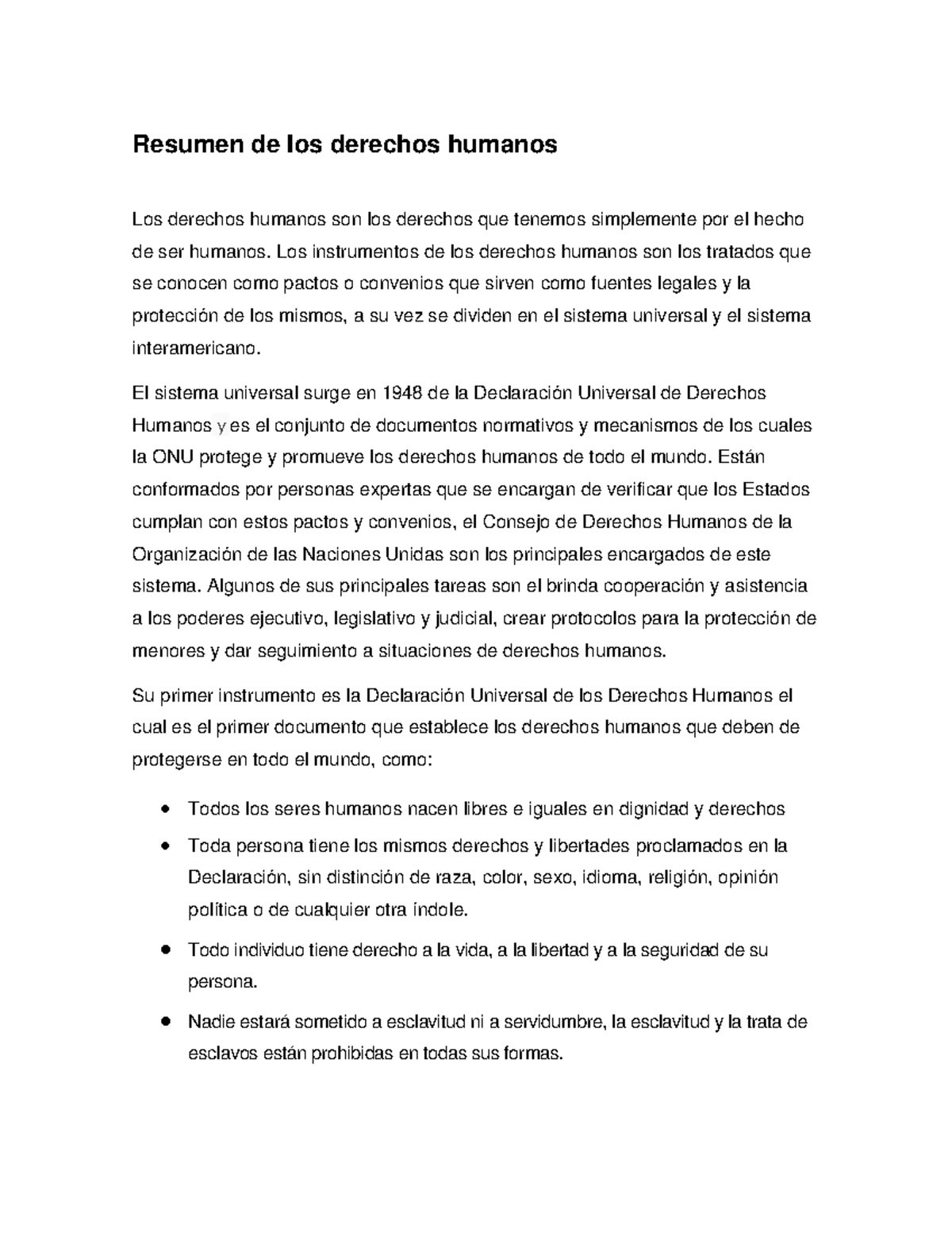 185153. Actividad B2 - Resumen de los derechos humanos Los derechos ...