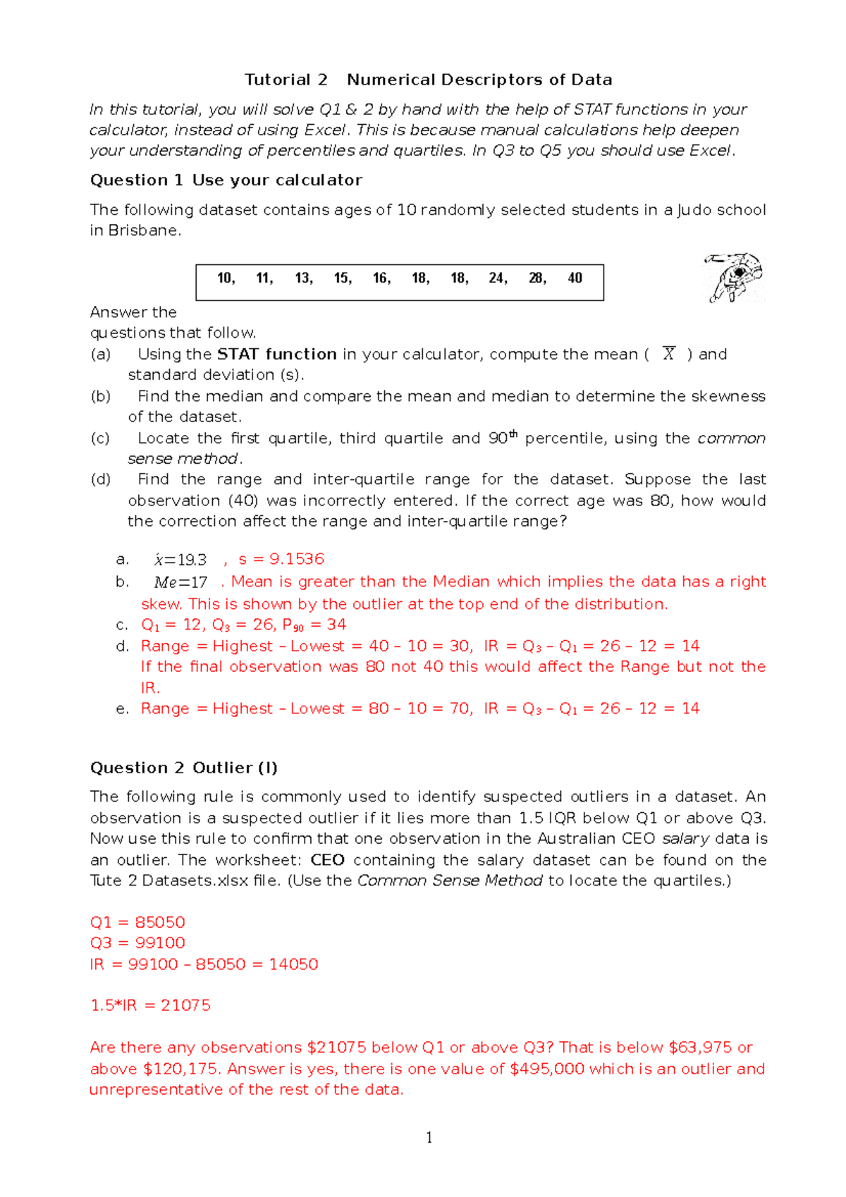 Tutorial 2 Numerical Descriptors of Data (2021-1) - solutions(1) - BSB123 - QUT - Studocu