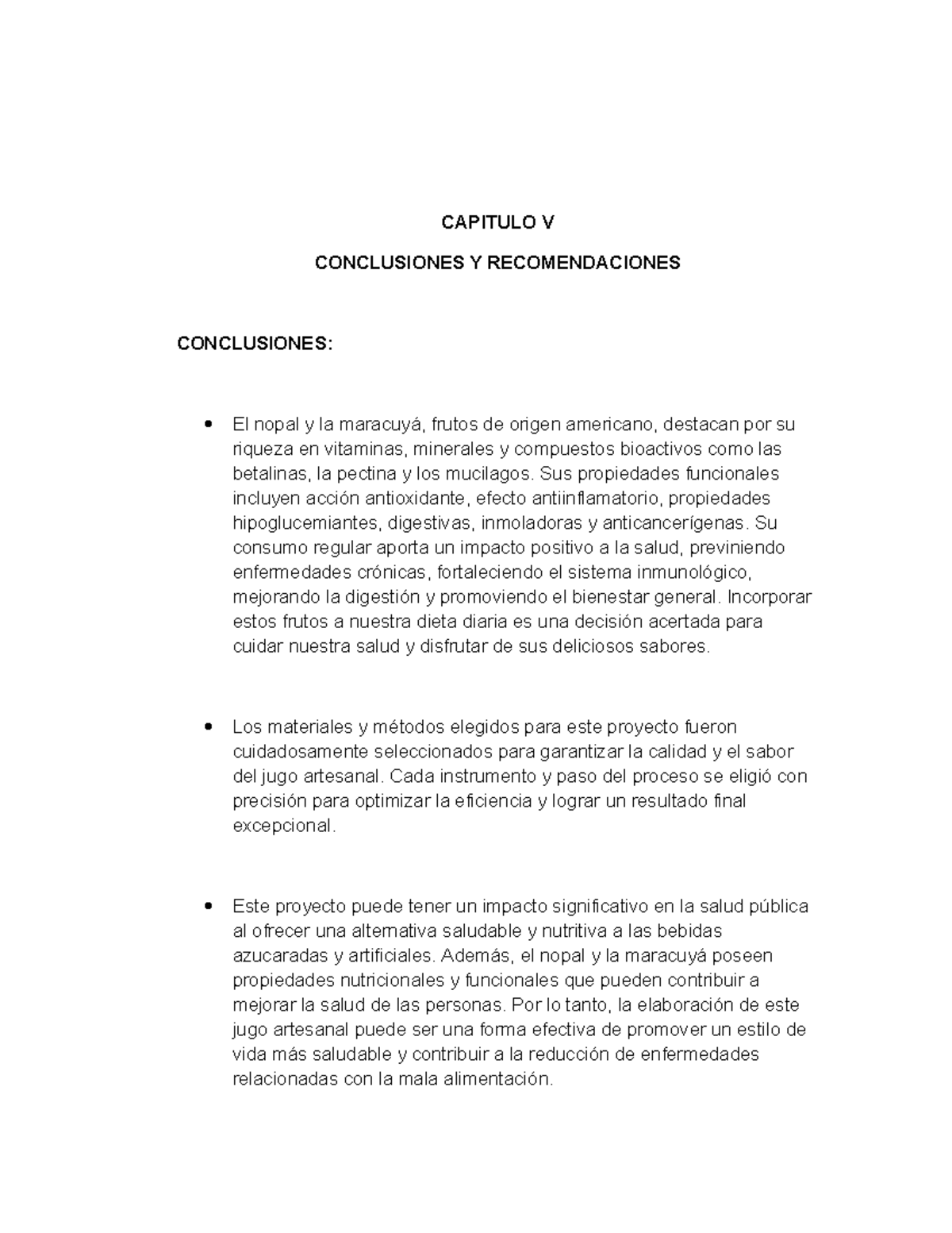 Capitulo V -ANALISIS Y resultados - CAPITULO V CONCLUSIONES Y RECOMENDACIONES CONCLUSIONES: El ...