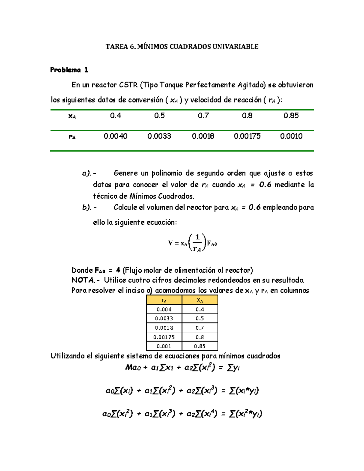 Tarea 6 Minimos cuadrados - Métodos Numéricos - Warning: TT: undefined function: 32 - Studocu