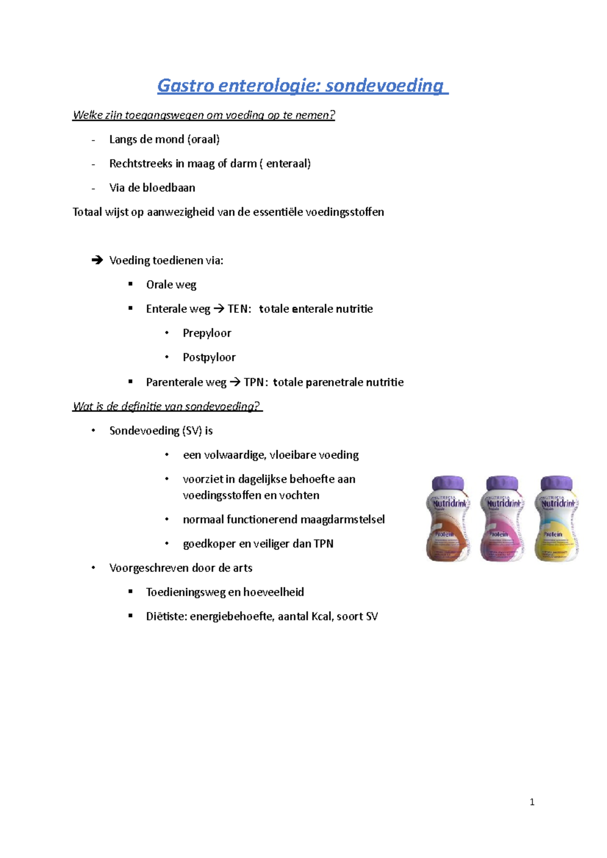 Gastro enterologie sondevoeding - Gastro enterologie: sondevoeding ...