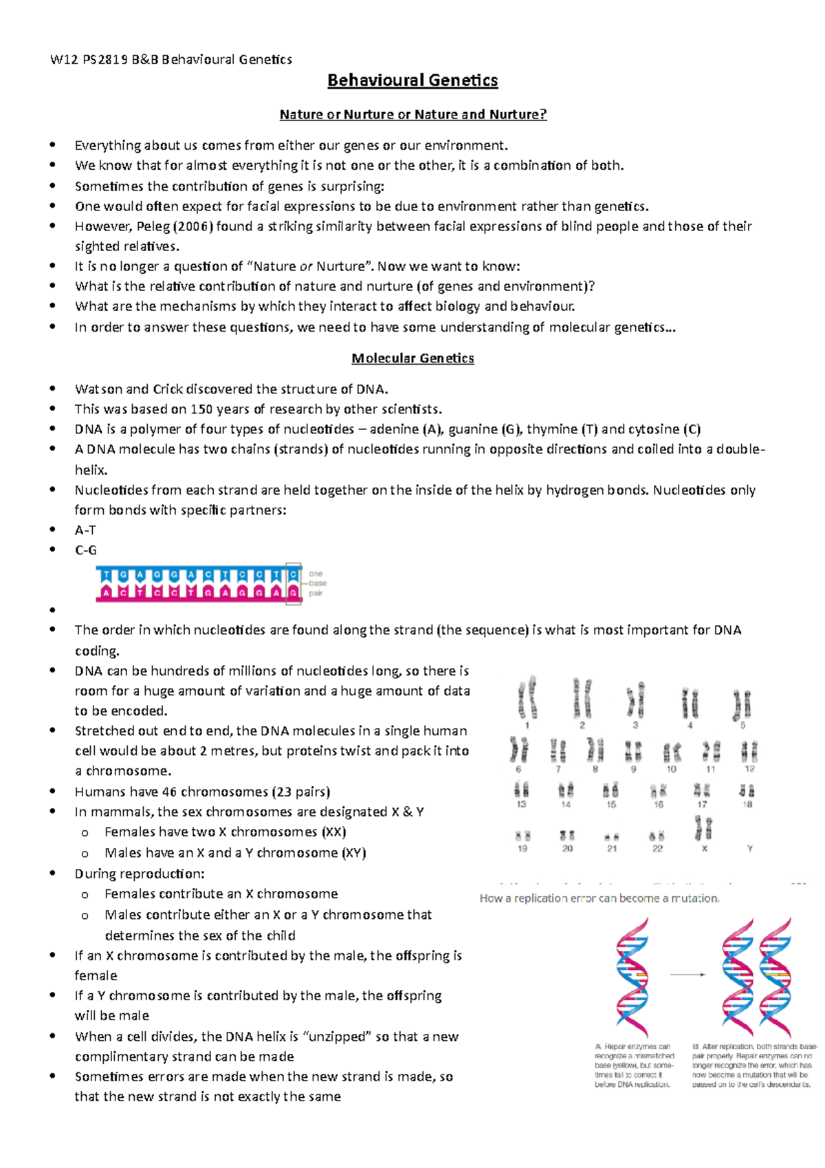 W12 PS2819 B&B Behavioural Genetics - Behavioural Genetics Nature or ...